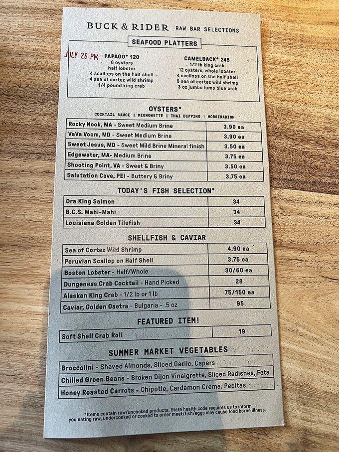 Decisions, decisions! This menu is like a treasure map of the sea, guiding you to delectable bounty from both coasts and beyond.