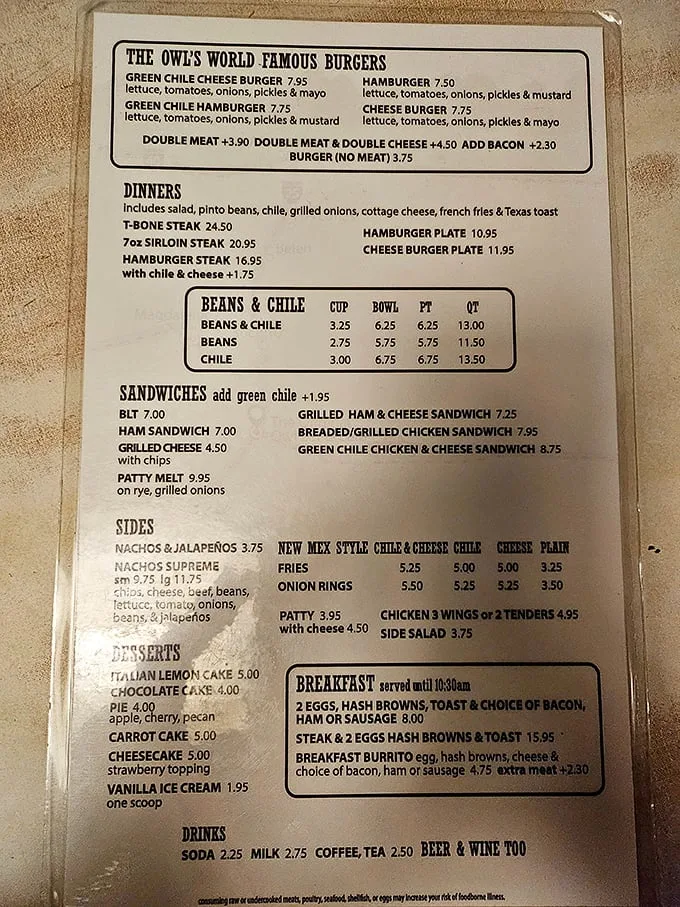 This menu isn't just a list, it's a treasure map of deliciousness. X marks the spot for "World Famous Burgers" – ahoy, matey!