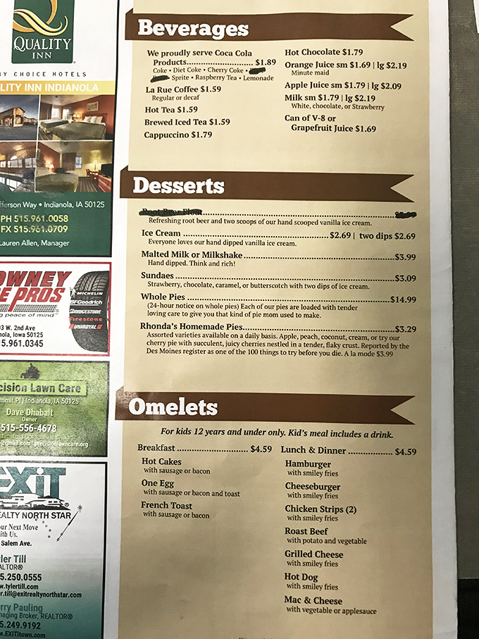 Decisions, decisions! Crouse Café's menu is a roadmap to comfort food nirvana. Pro tip: Leave room for pie. Always leave room for pie.