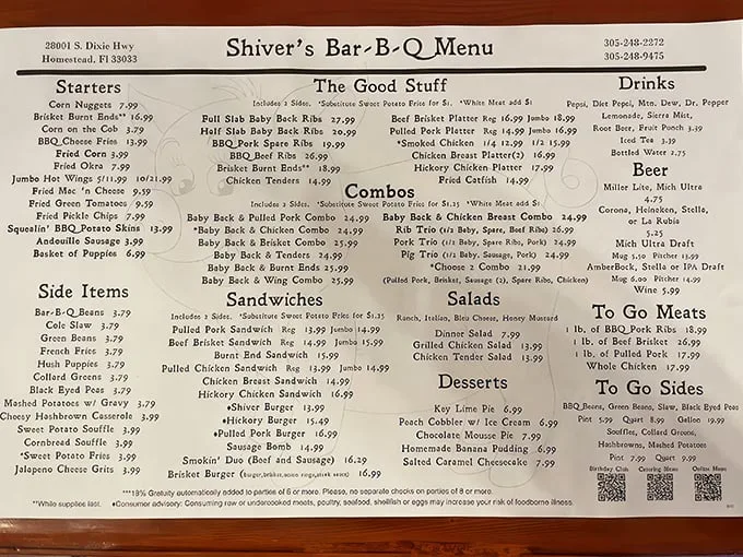 Decisions, decisions! Shiver's menu is a treasure map of flavor, each item a potential X marking the spot of deliciousness.
