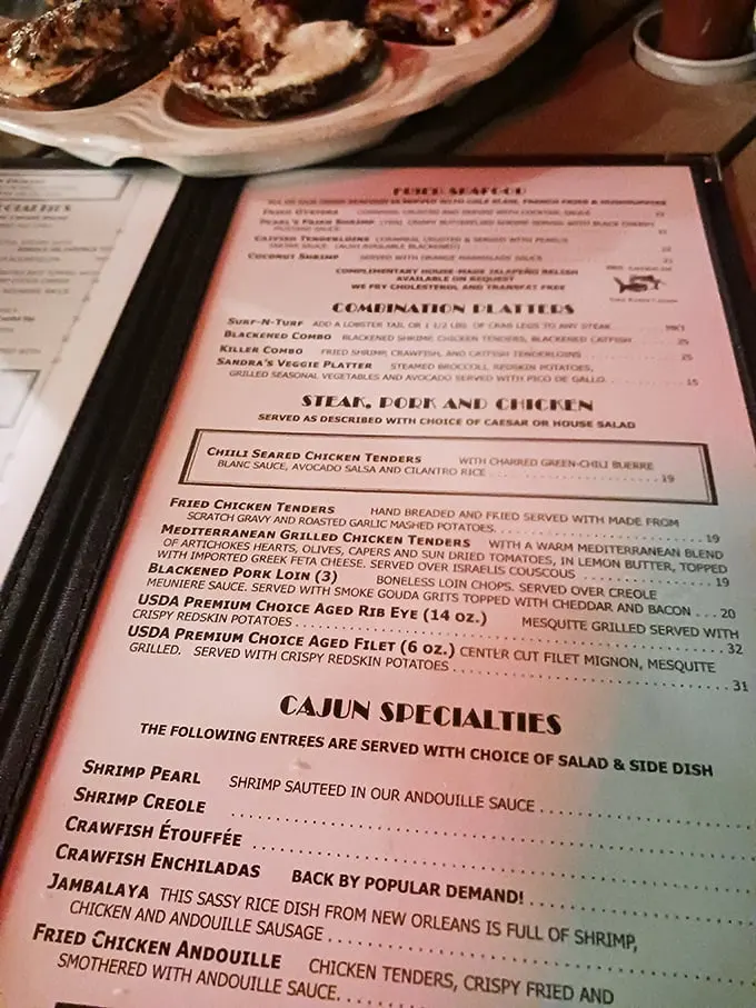 Decisions, decisions! Pearl's menu is a treasure map of oceanic delights. X marks the spot for seafood lovers.