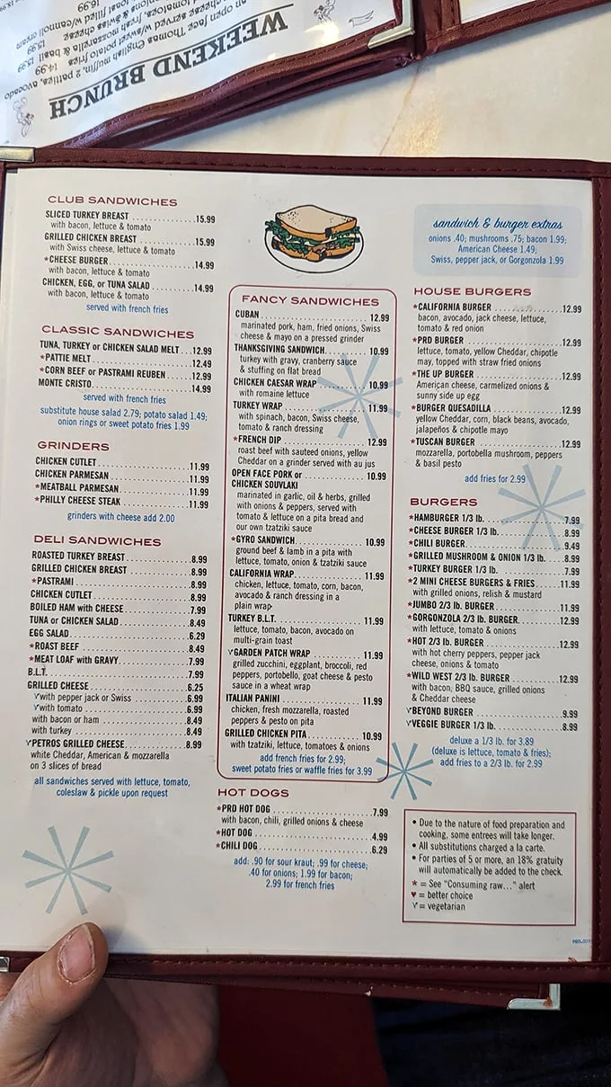 This menu's got more options than a choose-your-own-adventure book. Pro tip: flip to the waffle section for a happily-ever-after ending.