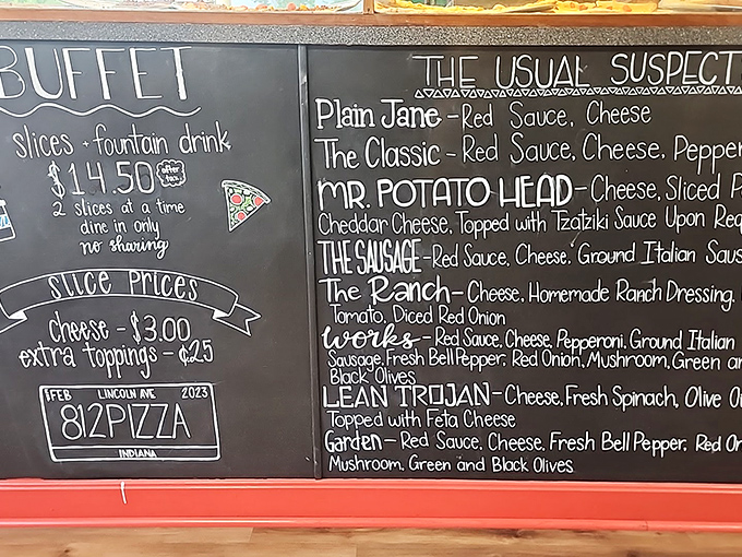Behold, the sacred texts! This chalkboard menu is a roadmap to culinary bliss, with each option more tempting than the last.