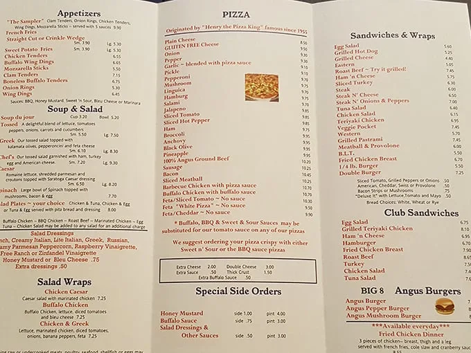 A menu that reads like a love letter to Italian-American cuisine. From classic pies to creative concoctions, it's a choose-your-own-adventure of deliciousness.