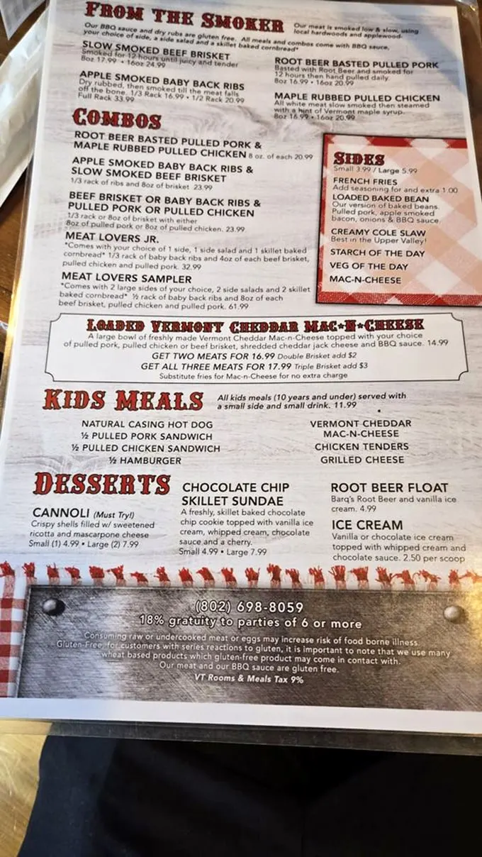 A menu that reads like a carnivore's wish list. From slow-smoked beef brisket to root beer basted pulled pork, it's a meaty choose-your-own-adventure.