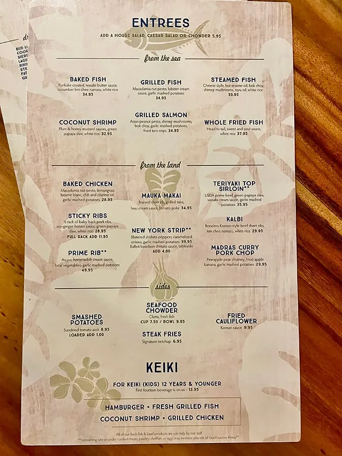 Decisions, decisions! This menu is a treasure map of island delights. Pro tip: Close your eyes and point – you can't go wrong here.