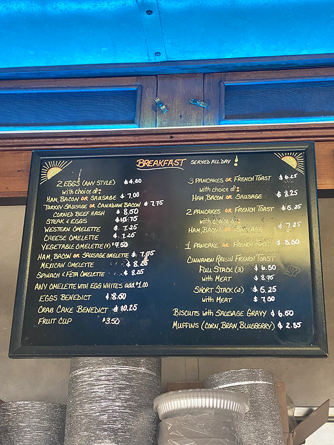 This menu board isn't just a list of options – it's a historical document showcasing breakfast democracy at its finest, with prices that won't break the bank.