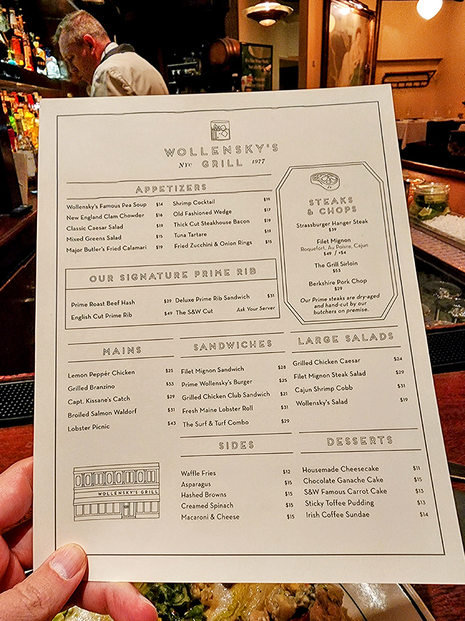A menu that doesn't need gimmicks—just the promise of perfectly aged beef, fresh seafood, and sides that respect tradition while satisfying modern appetites.
