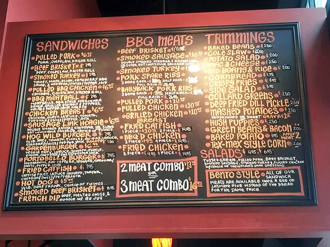 Decisions, decisions! This menu board is like a roadmap to deliciousness. Pro tip: Bring a friend and share everything.