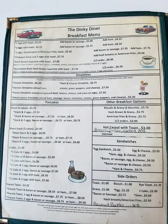 A menu that reads like a love letter to breakfast. From stacks of pancakes to "meat lovers" omelets, it's a carb-lover's dream come true.