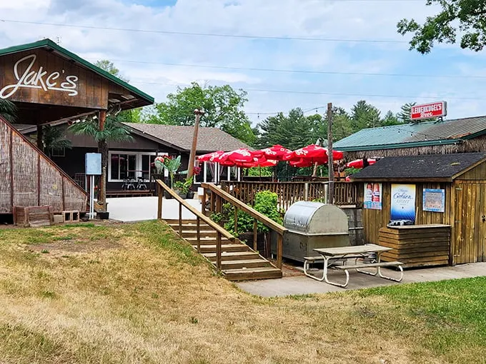 Jake's Supper Club: Where the deck views are almost as mouthwatering as the steaks. Tainter Lake never looked so appetizing!