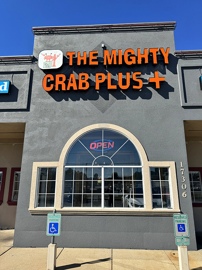 The Mighty Crab lives up to its name! This bold facade promises a crustacean adventure. Prepare for a shell-shocking good time!