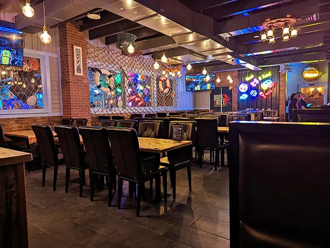 Neon lights, fishing nets, and the promise of seafood delights. Hook & Reel is the catch of the day in landlocked Utah.