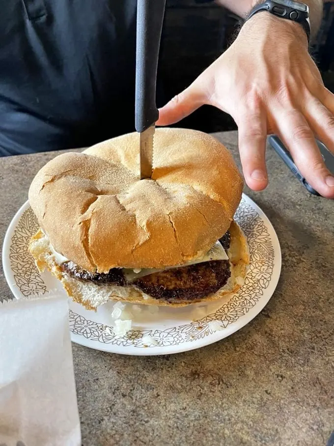 Behold, the star of the show! This cheeseburger isn't just a meal, it's a work of art. Van Gogh had his sunflowers, Frankie's has its burgers.
