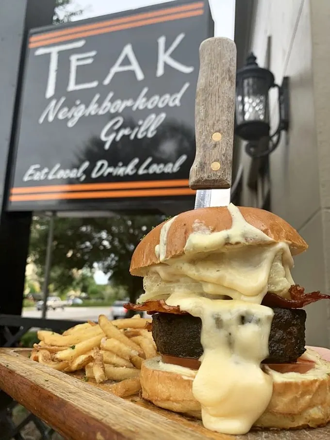 Knife and fork required! This Jack Knife Burger is a delicious balancing act of flavors that'll have you plotting your next visit before you're done.