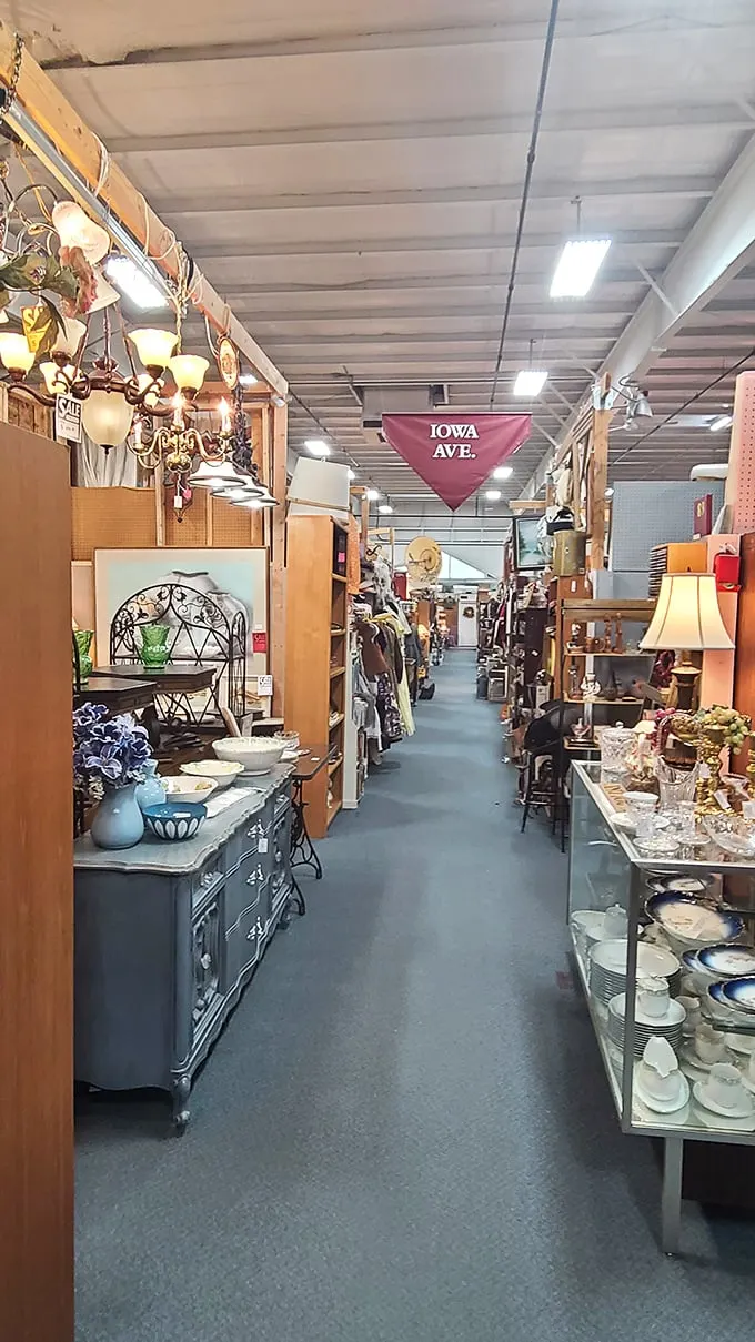 Down the rabbit hole we go! Each aisle is a new adventure, with "Iowa Ave." beckoning like a Midwest yellow brick road.