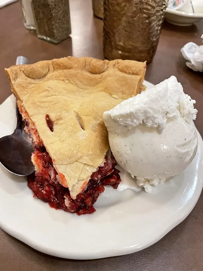 Holy cherry jubilee! This slice of heaven is so packed with fruit, it's practically a health food. Don't forget the à la mode – it's not just a topping, it's a way of life.