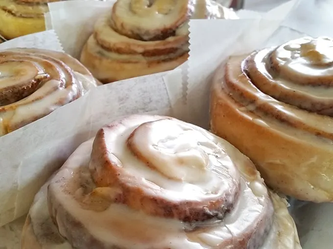 Behold, the crown jewels of Conny's kingdom! These cinnamon rolls are so gooey, they should come with a "handle with care" warning.