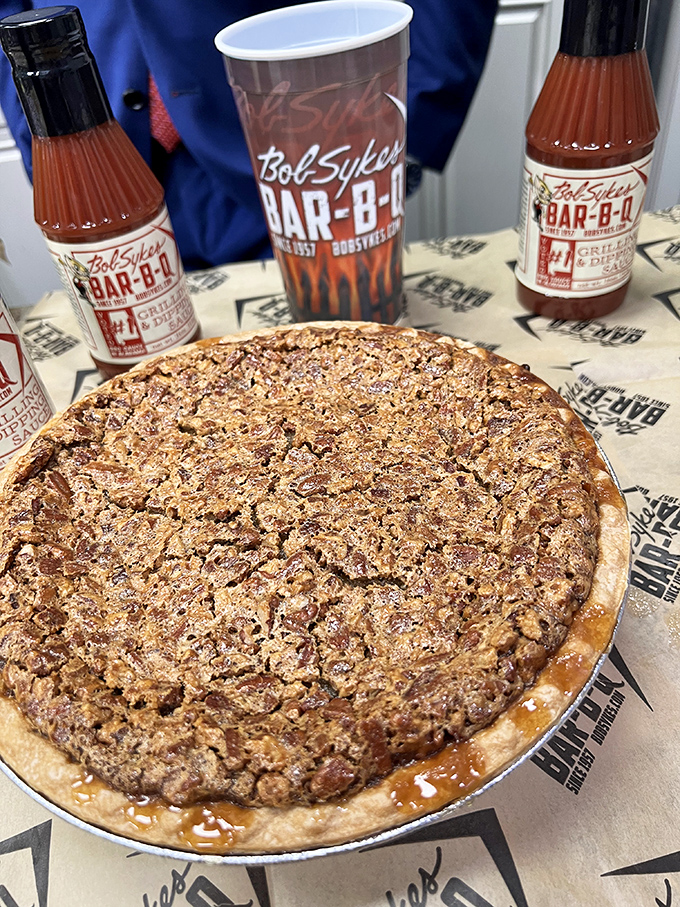 Holy moly, it's pie-mageddon! This pecan masterpiece is so packed with nuts, it could single-handedly solve any squirrel's retirement plan.