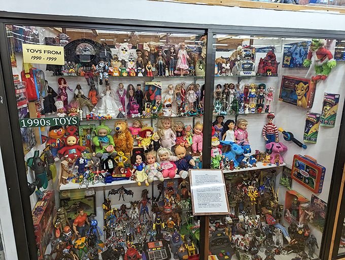Toy story come to life! From Barbie to G.I. Joe, this display case is a playground for your inner child.