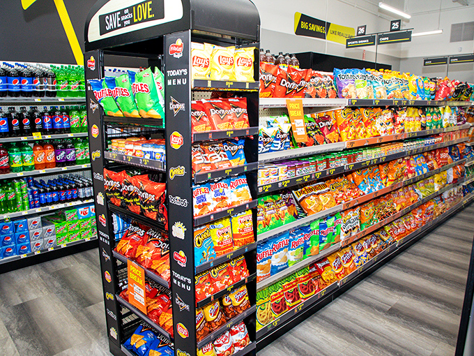 Snack attack central! This aisle is a flavor explosion waiting to happen, with enough variety to satisfy even the pickiest midnight muncher.