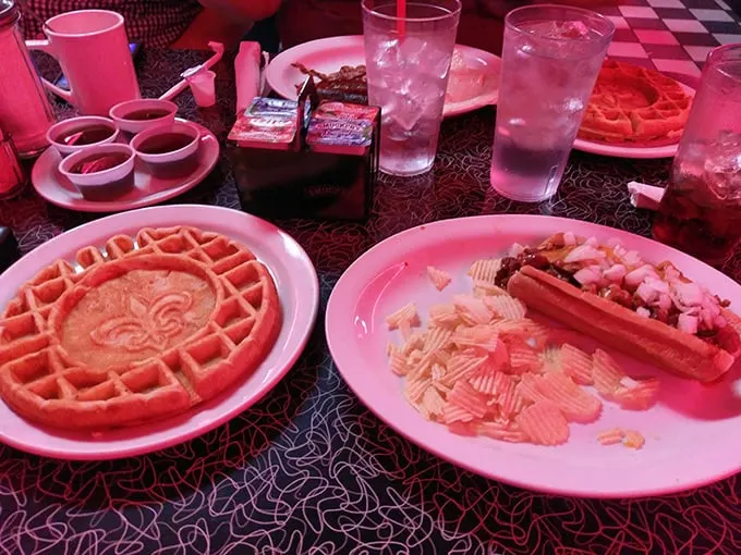 A breakfast duet that hits all the right notes. This waffle and hot dog combo is the Elvis of diner cuisine.