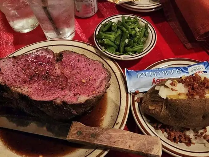 The classic Nebraska power couple: prime rib and loaded baked potato. Some relationships are simply meant to be.