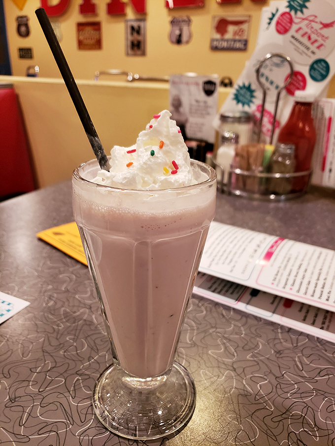 Pink perfection in a glass! This milkshake brings all the folks to the yard, and they're like, "It's better than ours."