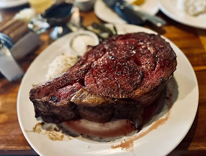 Meat perfection achieved! This prime rib is the Goldilocks of steaks – not too rare, not too done, but just right. Cue the heavenly choir!