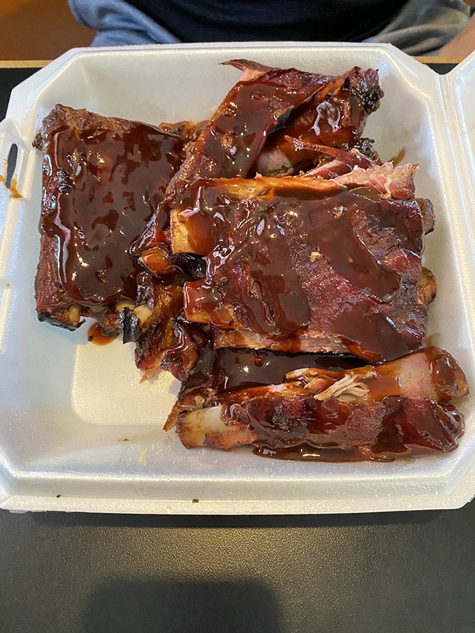 Behold, the pièce de résistance! These ribs aren't just fall-off-the-bone tender; they're practically levitating off the plate. Gravity-defying deliciousness!