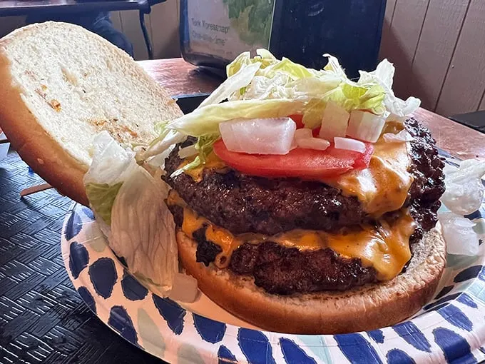Double the patty, double the fun! This burger is what happens when "go big or go home" meets "but I am home."