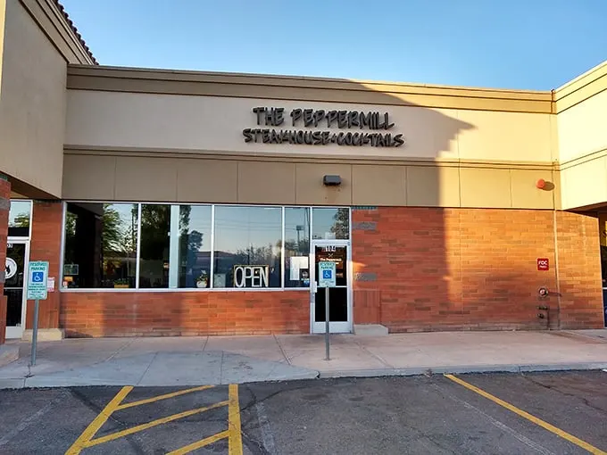 The Peppermill: Unassuming by day, neon-lit carnivore's paradise by night. It's like Clark Kent, but for steakhouses!