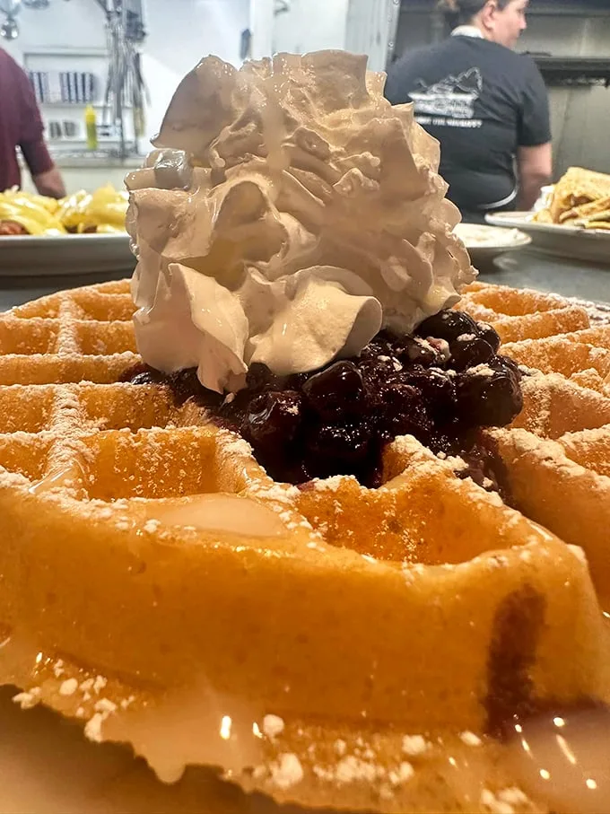 A waffle so perfect, it could unite waffle houses divided. Crispy exterior, fluffy interior – it's the breakfast peacemaker.
