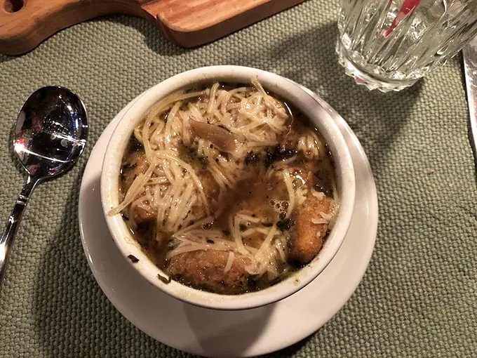 Soup-er hero to the rescue! This steaming bowl of French onion goodness is here to save you from hunger and warm your Alaskan-chilled bones.