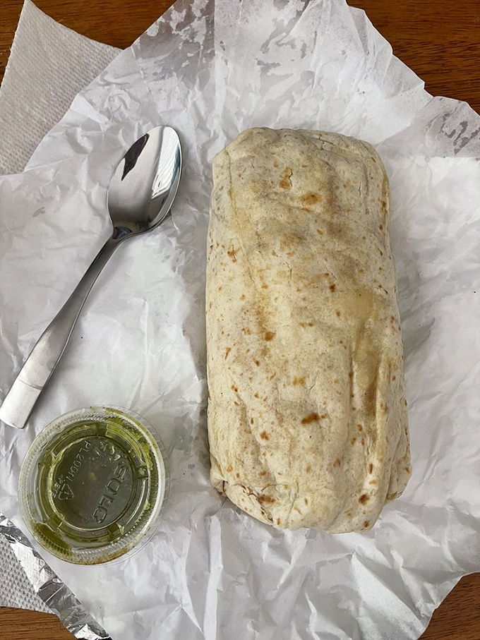 Breakfast of champions, wrapped up and ready to go! This burrito is like a warm, edible hug for your insides.