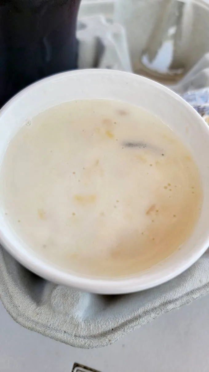 Clam chowder so creamy, it could make a New Englander weep with joy. It's like a warm, comforting hug for your taste buds.