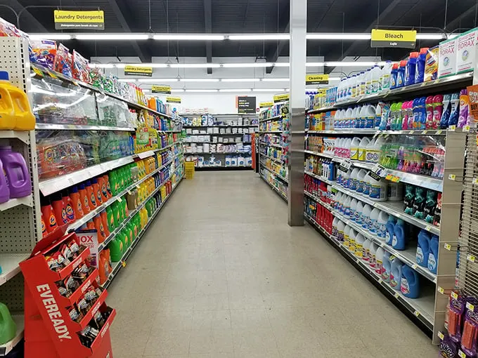 Clean up on aisle awesome! This detergent display is brighter than a tie-dye shirt at a Grateful Dead reunion concert.