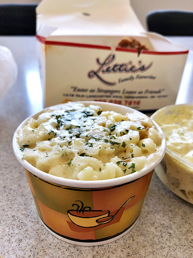 Mac and cheese to-go: because sometimes you need comfort food on the run. Lettie's has your back (and your belly) covered!