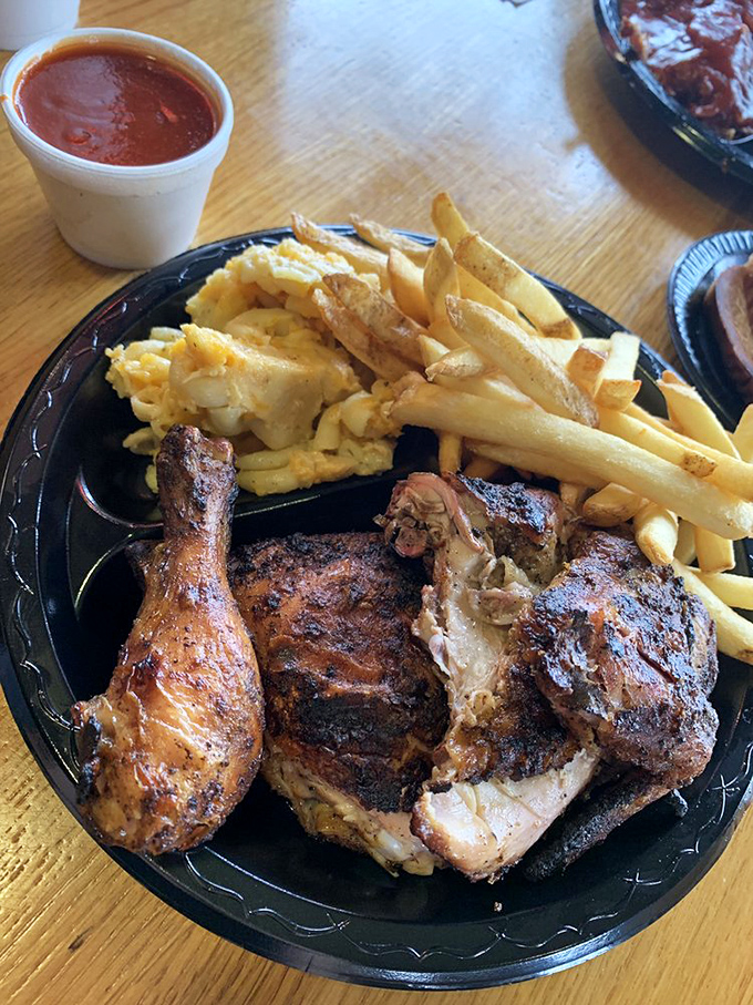 Cluck yeah! This BBQ chicken platter is so good, it might make you consider crossing the road... just to get seconds.