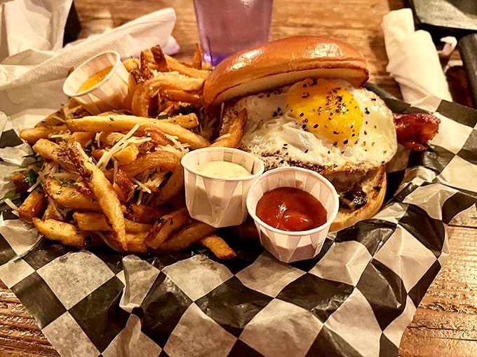 Breakfast meets lunch in holy matrimony. This egg-topped burger with truffle fries is the brunch hero we didn't know we needed.