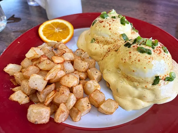 Eggs Benedict: where hollandaise flows like liquid gold over perfectly poached eggs, creating the breakfast equivalent of winning the lottery.