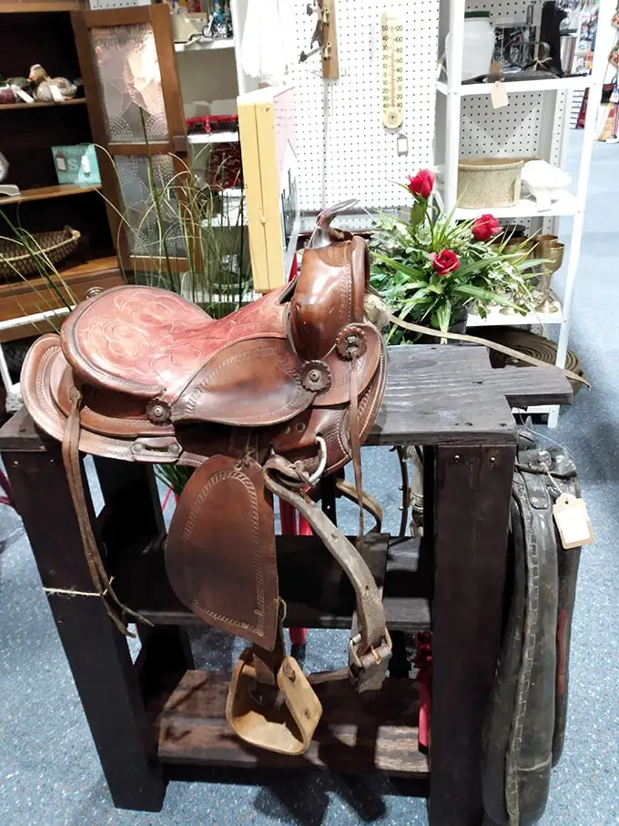 Giddy up, partner! This well-worn saddle has probably seen more adventures than John Wayne and Indiana Jones combined.