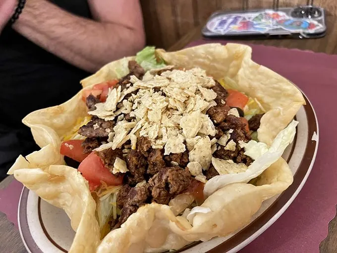 Taco 'bout a flavor fiesta! This taco salad is like a party in a tortilla bowl – and you're definitely on the VIP list.