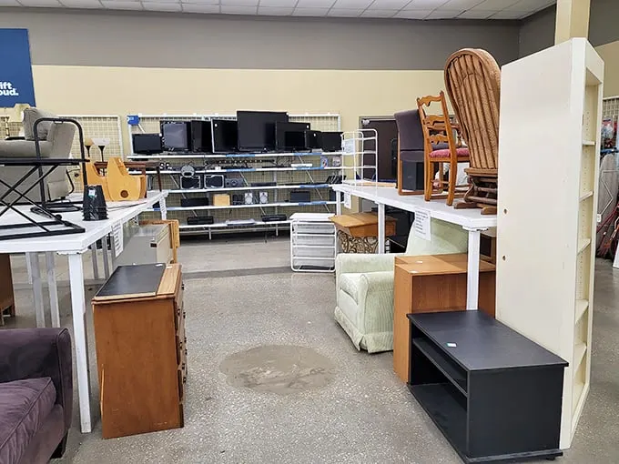 Welcome to the furniture section, where mid-century modern meets "What were they thinking?" It's like a time machine for your living room, no flux capacitor required.