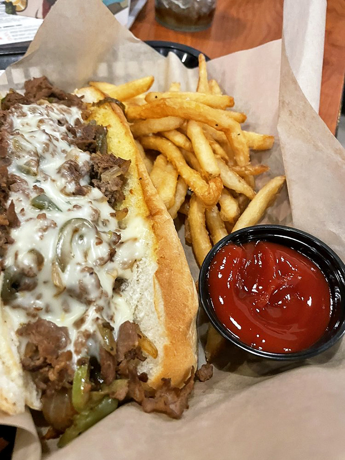 The Philly cheesesteak that took a detour through flavor town. It's a sandwich that demands a two-handed salute.