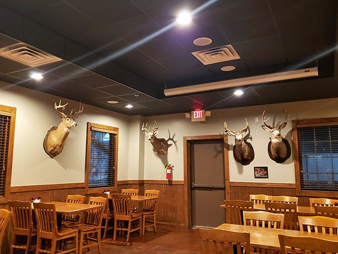 Those mounted deer heads aren't just decor – they're the previous tenants who couldn't resist the aroma. Just kidding, probably!
