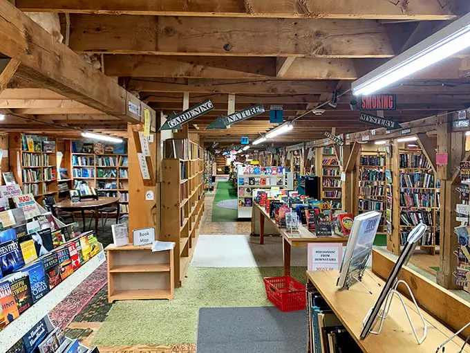 Upstairs, downstairs, books everywhere! This second-floor haven is where fiction and non-fiction mingle like guests at a literary cocktail party.