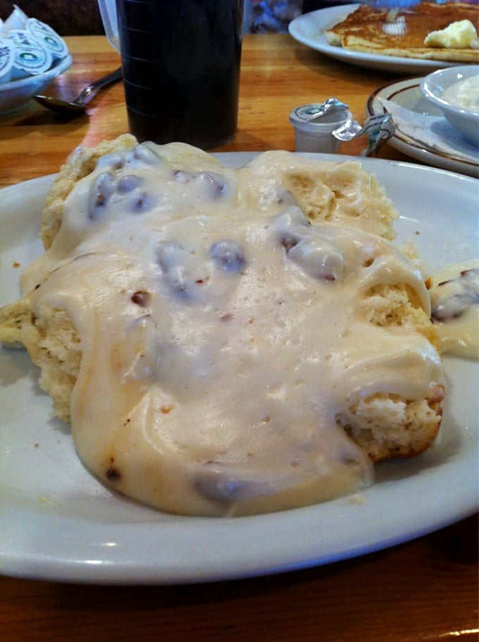 Biscuits and gravy – the South's greatest contribution to breakfast – executed with such perfection you'll consider moving to Heber permanently.
