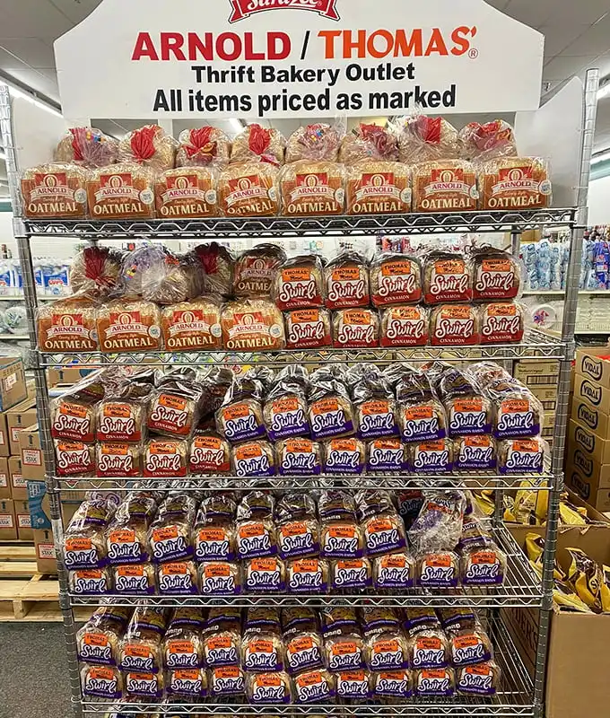 Carb lovers, rejoice! This bakery outlet is like Willy Wonka's factory, but for bread. Oatmeal, swirl, or plain – take your pick!