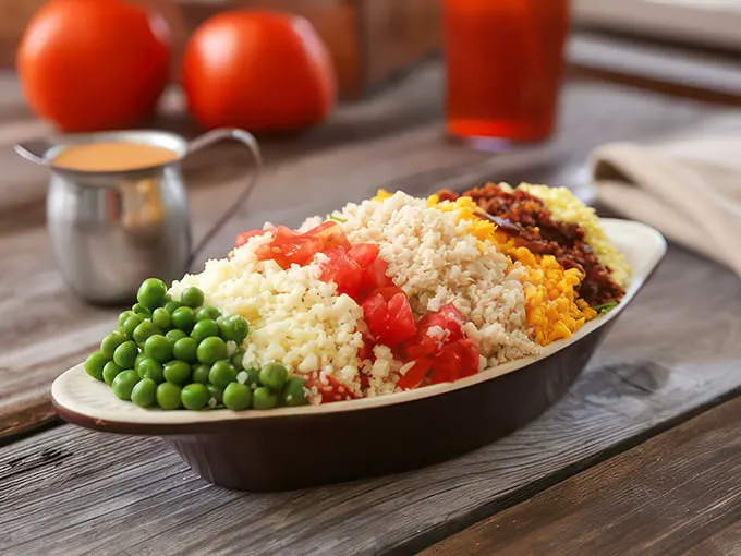 Who knew healthy could look this good? This Cobb salad is a colorful masterpiece that would make Jackson Pollock jealous – and it tastes even better.